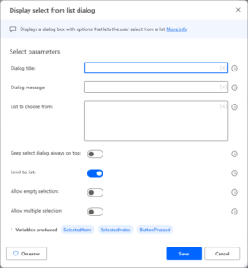 Display from list dialog.(Power Automate Desktop) | Kaizen.Personal ...