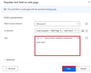 Example of simple web browser auto-operation: auto-filling a web form ...